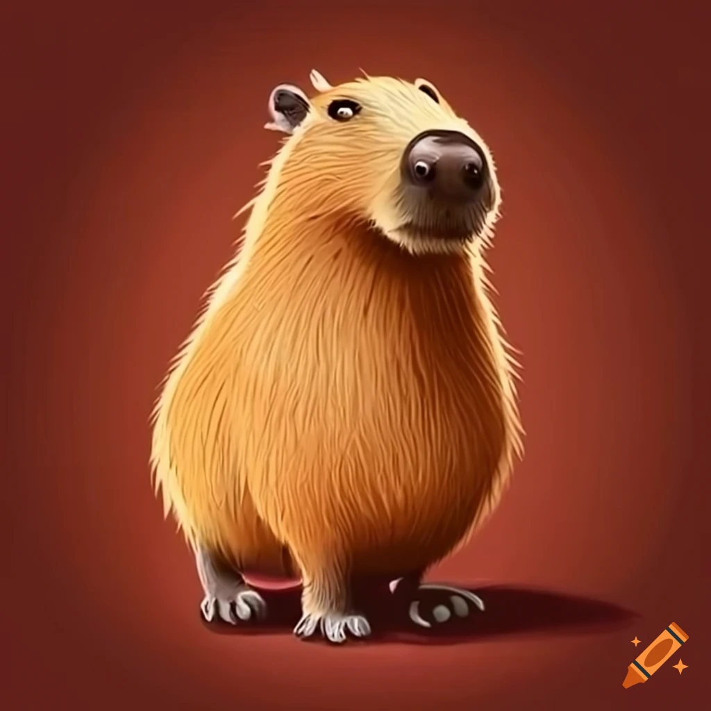 A friendly capybara exploring a vibrant cartoon world on Craiyon