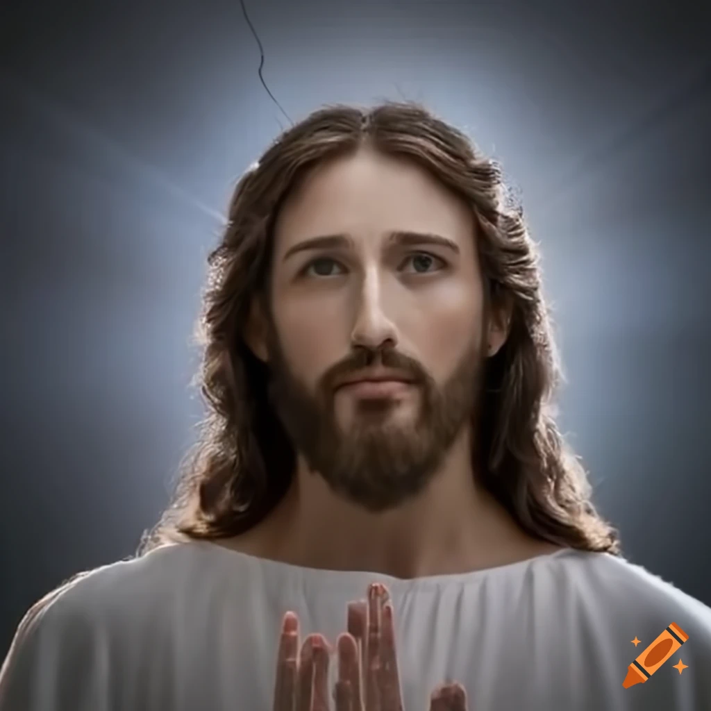 Jesus christ with kind love radiating light