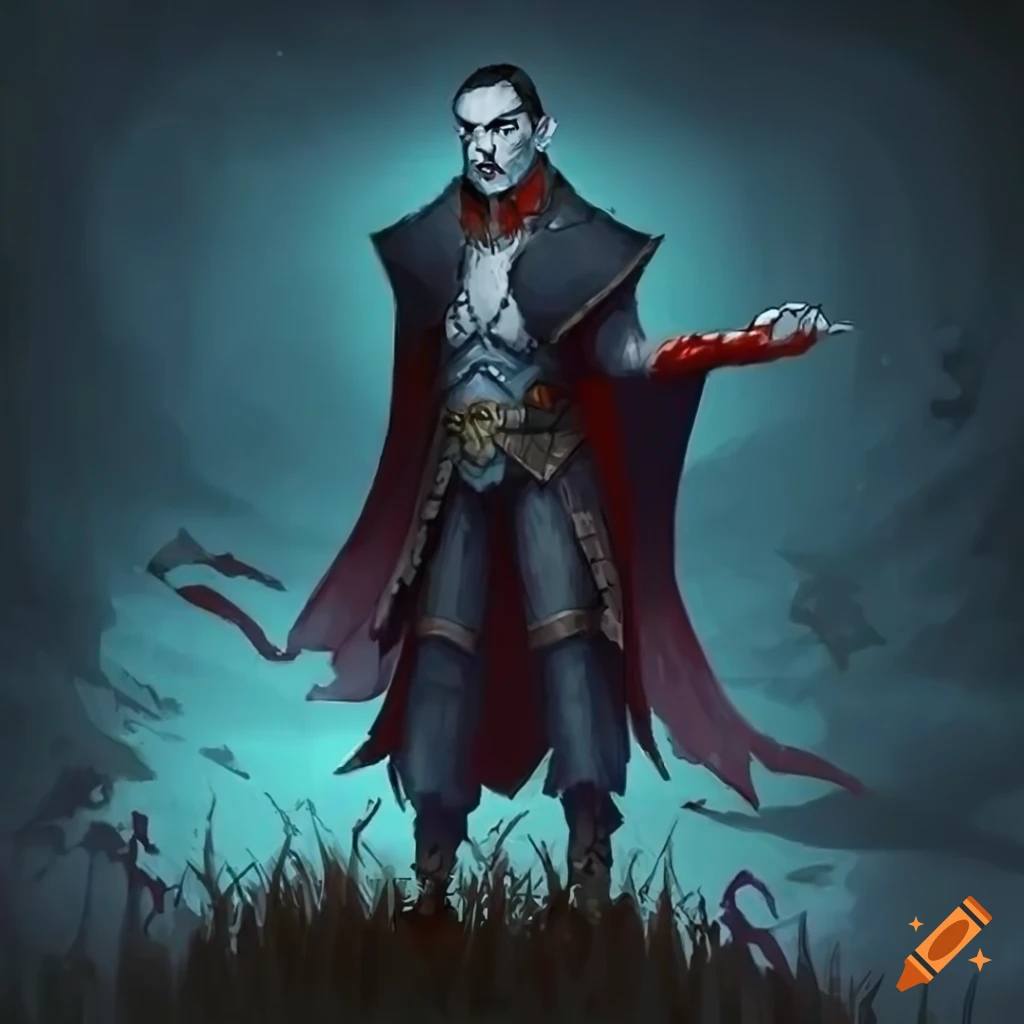 A D&D style full-body image of an intimidating vampire-like character ...