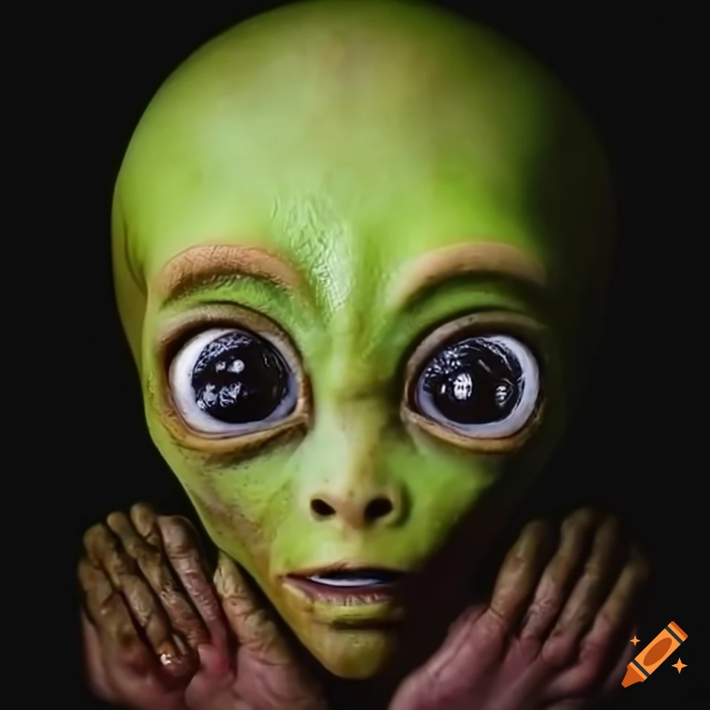 Surprised alien with hands over face on Craiyon