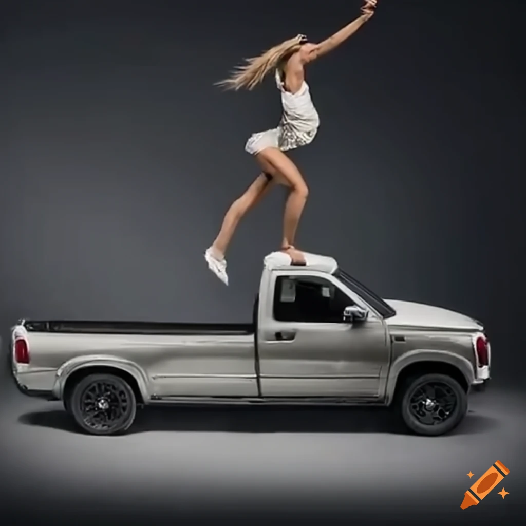 Pickup truck jumping on Craiyon