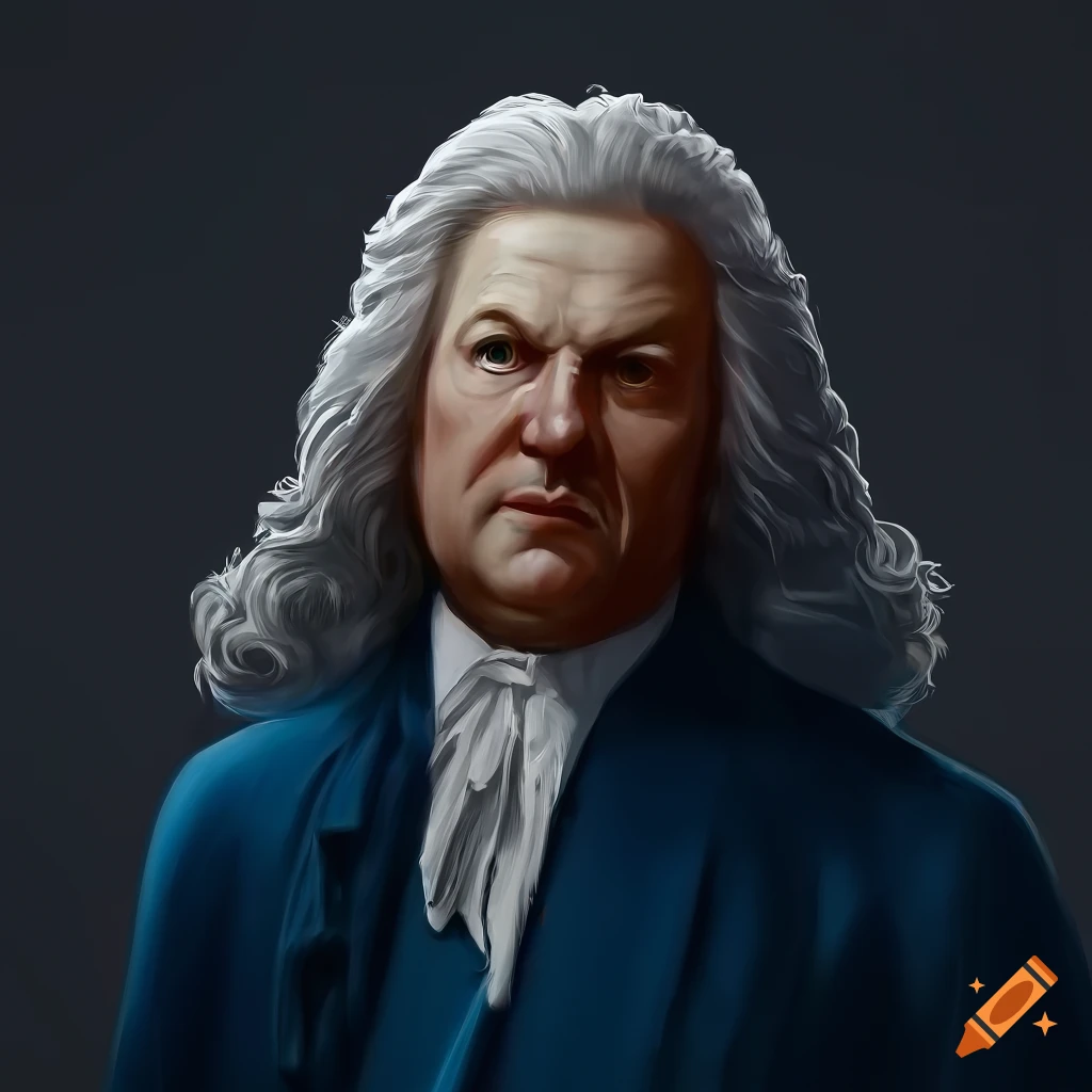 Portrait of johann sebastian bach, blue clothes, epic character ...