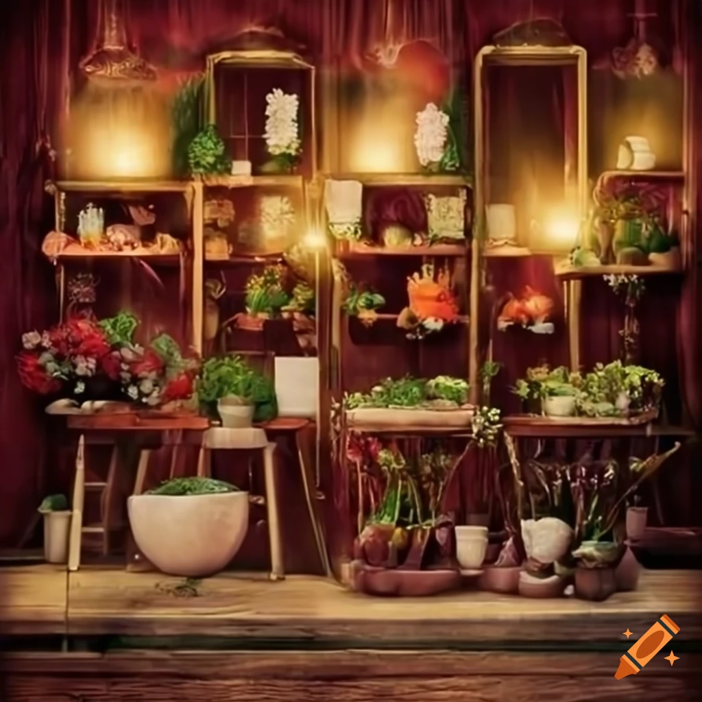 Beautiful detailed background for flower shop on Craiyon