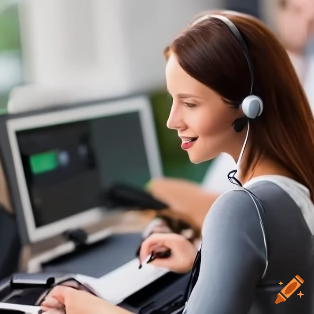 Busy call center with customer service looking at a screen