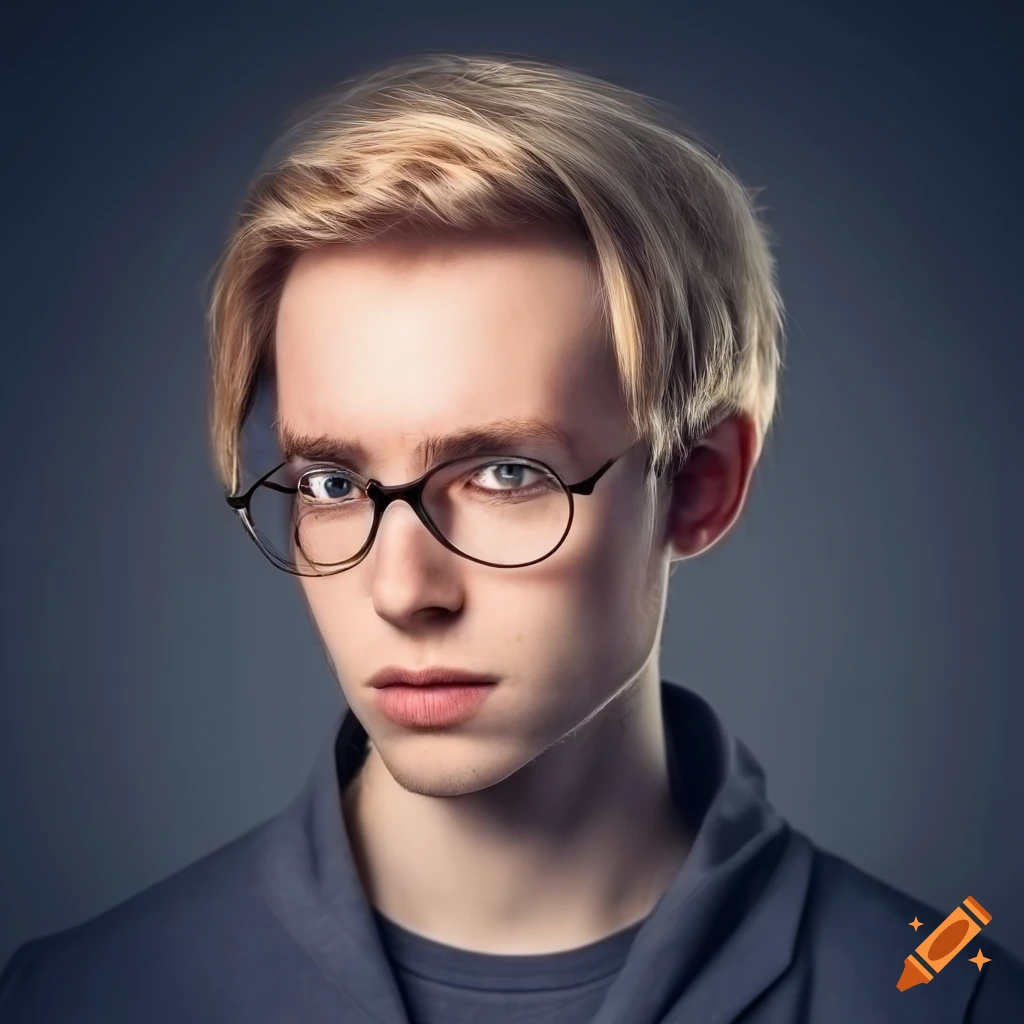 Photo portrait an young serious pale man with blonde hair and beard ...