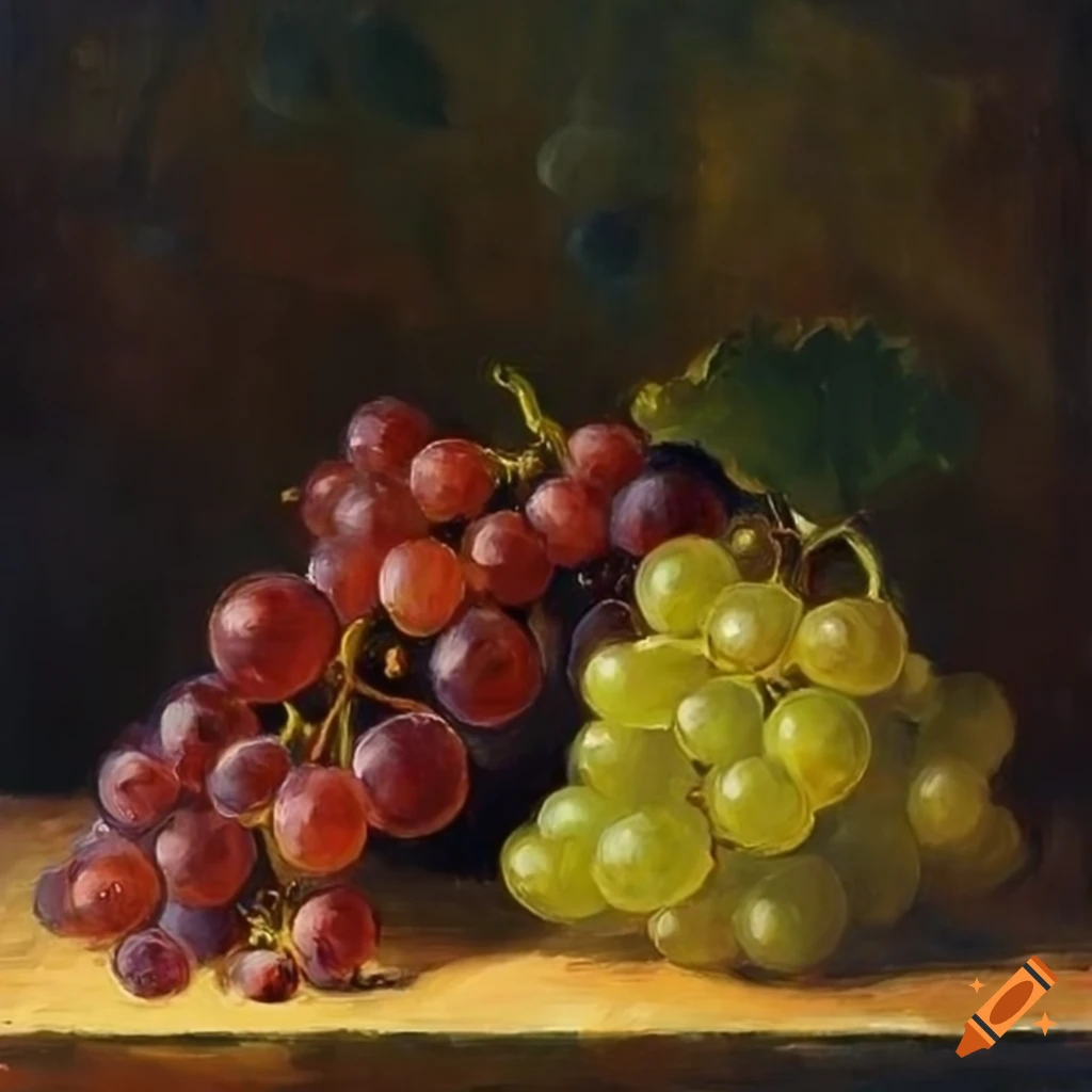 Impressionistic still life painting of grapes on a table by monet on ...