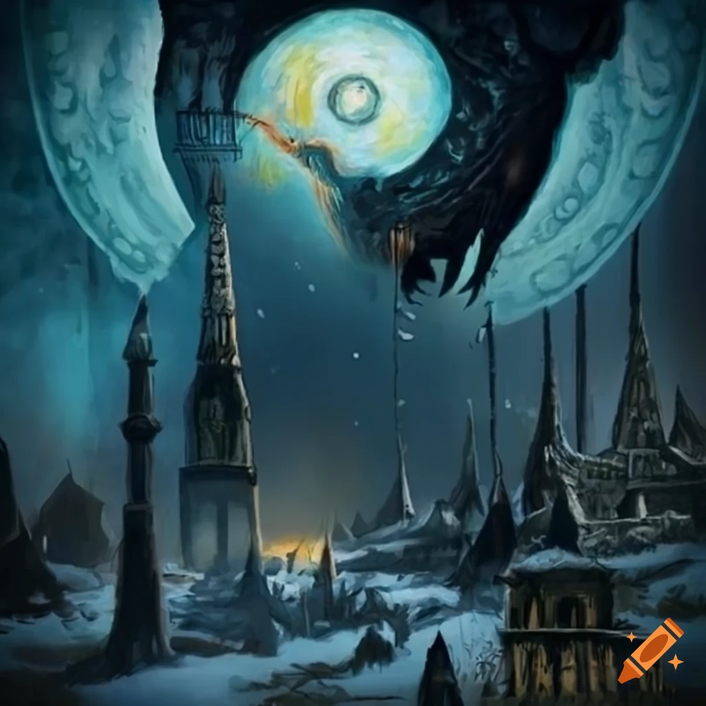 A starry medieval cryptid night on Craiyon