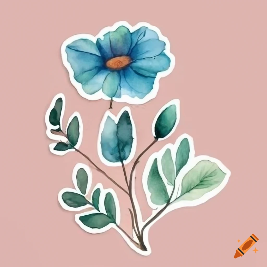 Minimalism illustration flower stickers
