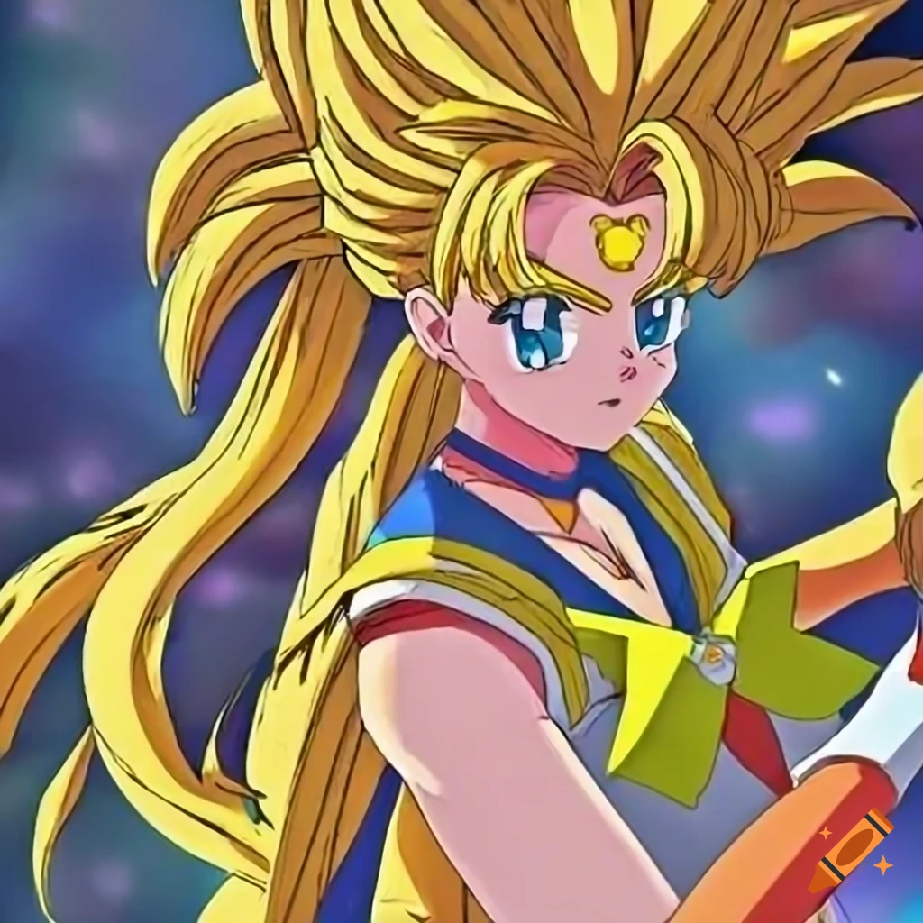 Sailor Venus With Tall Yellow Spiky Ssj Hair A Powerful Aura And An
