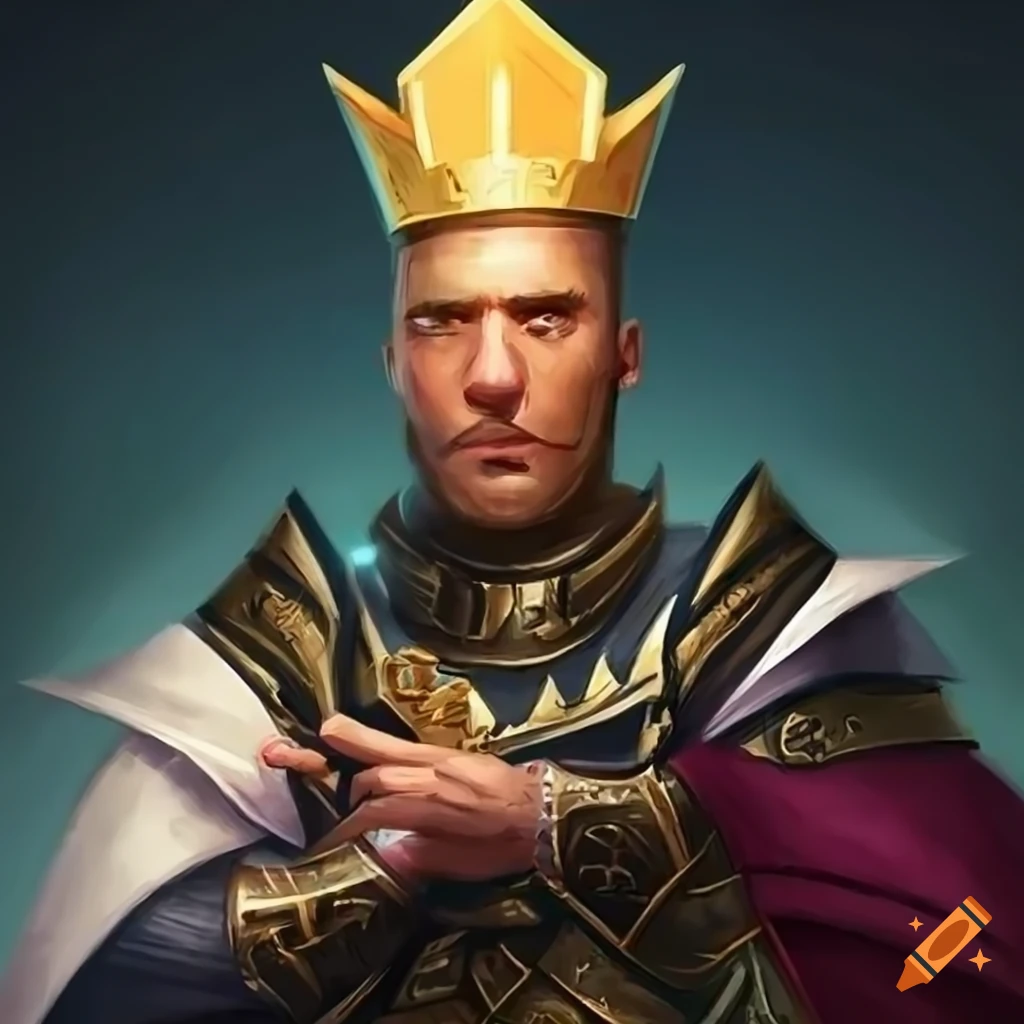 An intimidating king with a menacing expression, inspired by card games