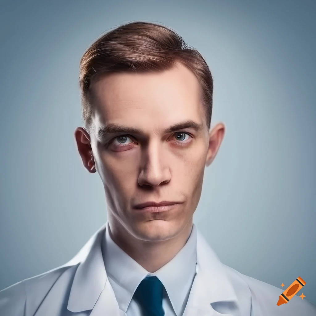 Photo portrait an serious proud pale middle-age man with short brown ...