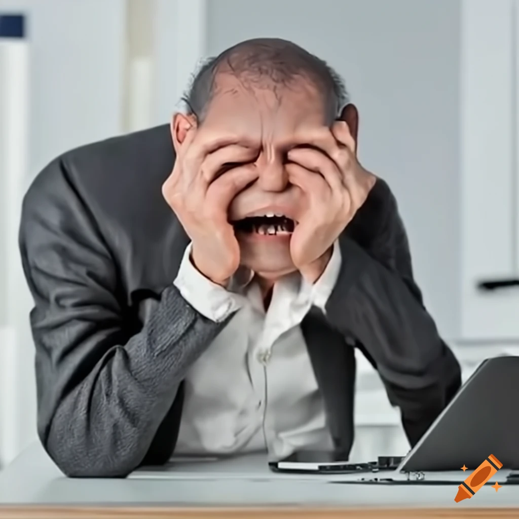 Gollum working in office hunching over a laptop on Craiyon