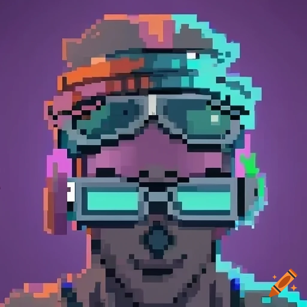 Cyberpunk pixel art glasses and goggles and hats