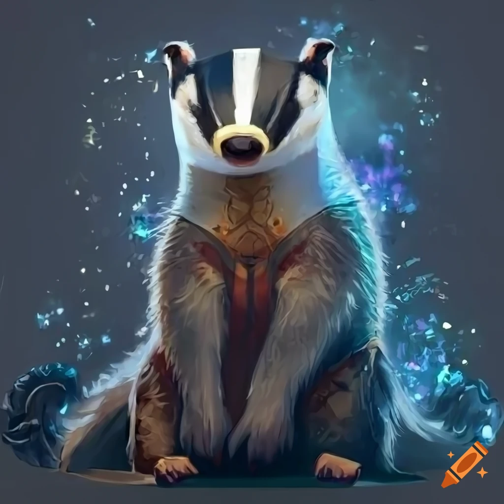 Alchemist british badger, eurasian badger, sitting upright, raised paws ...