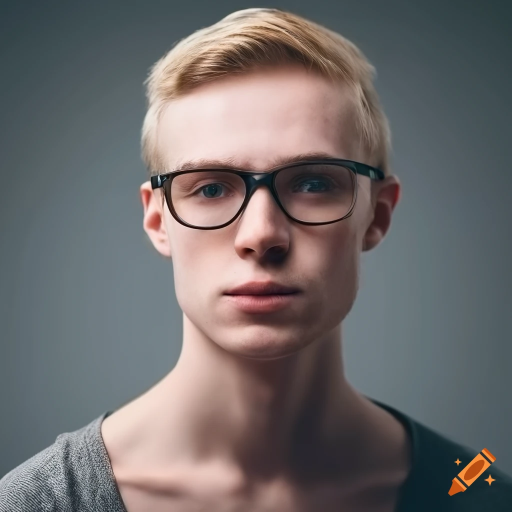 Photo portrait an young serious pale man with blonde hair and beard ...