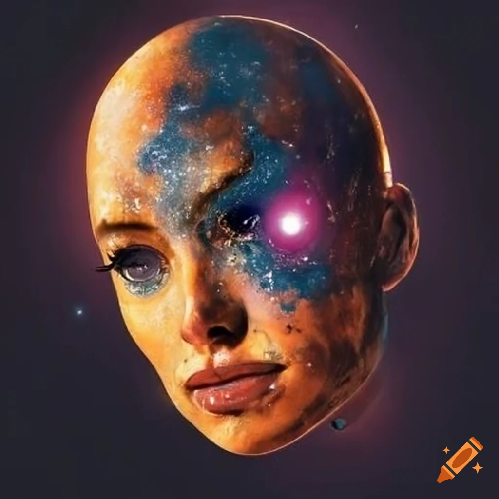 A face merged with space and stars on Craiyon