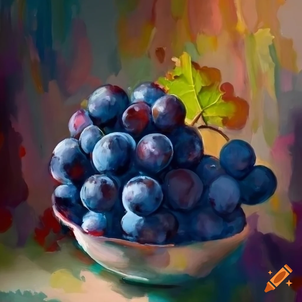 Monets grape still life with captivating lighting and brushstrokes