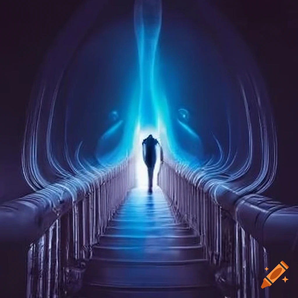 Futuristic being of light forging a soul projecting energy on Craiyon