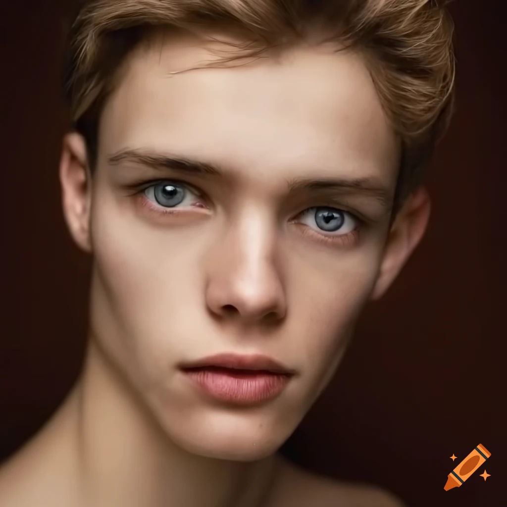 Front-facing-portrait man-age-24 thin-lipped tan-color-eyes with a ...