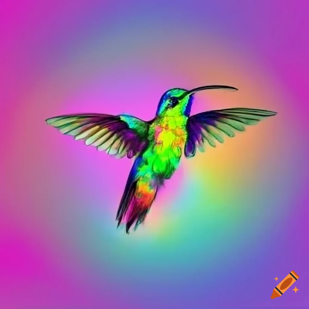 Vibrant hummingbird in a pastel light colorful circle