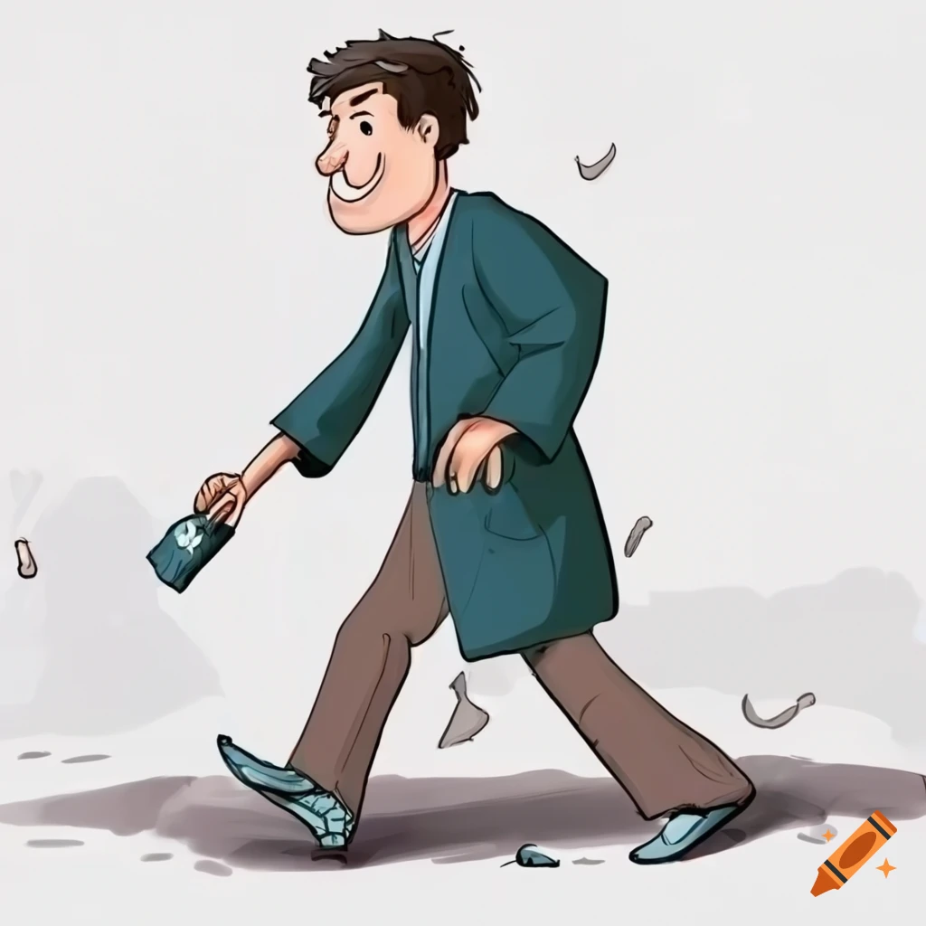 Man walking, cartoon on Craiyon