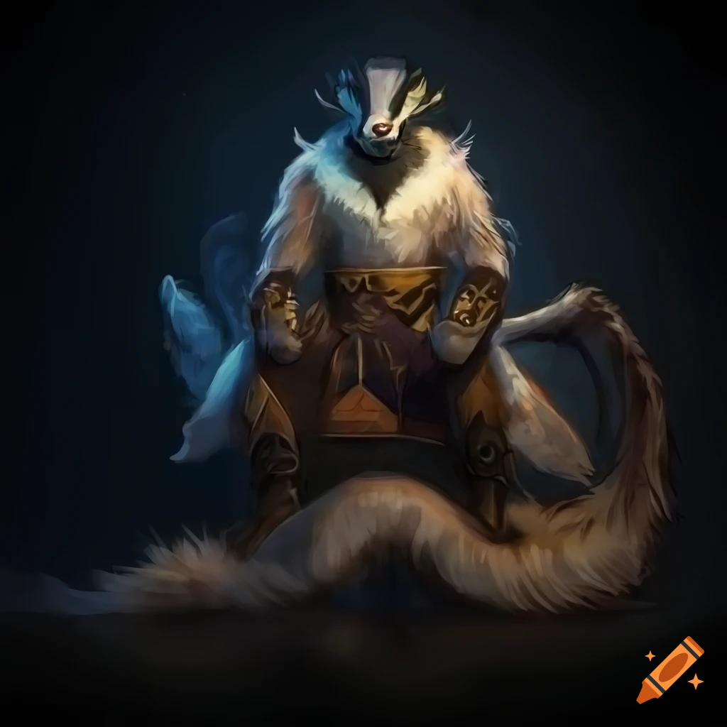 Alchemist british badger, eurasian badger, sitting upright, raised paws ...