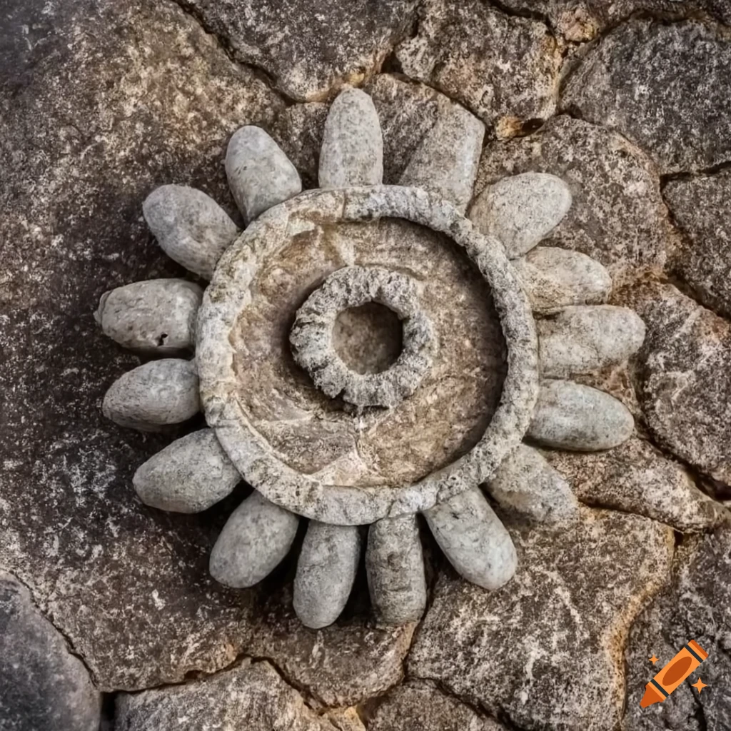 A stone gear icon made of stone on a stone background on Craiyon