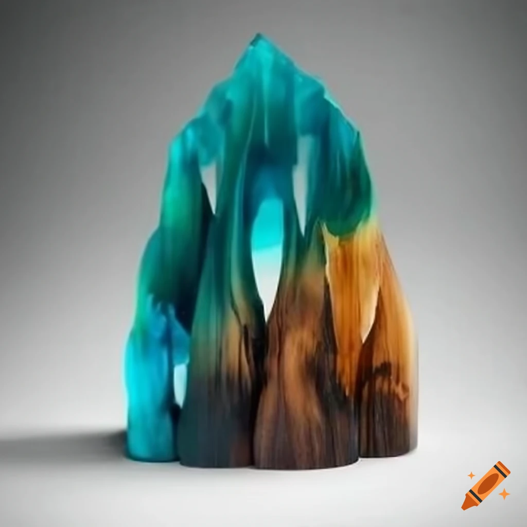 Database woodworking, wood and epoxy resin crystal forest