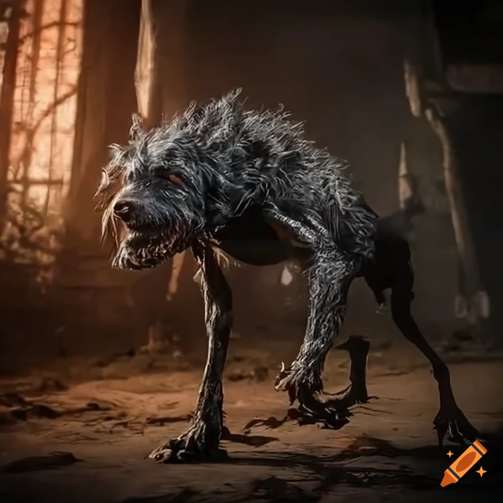 A menacing hellhound from hunt showdown lurking in the shadows on Craiyon