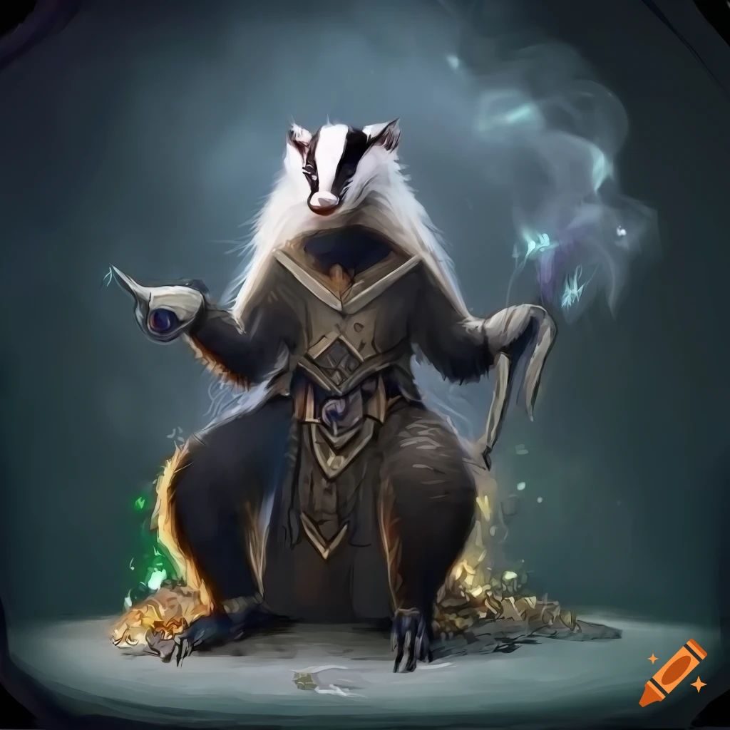 Alchemist british badger, eurasian badger, sitting upright, raised paws ...