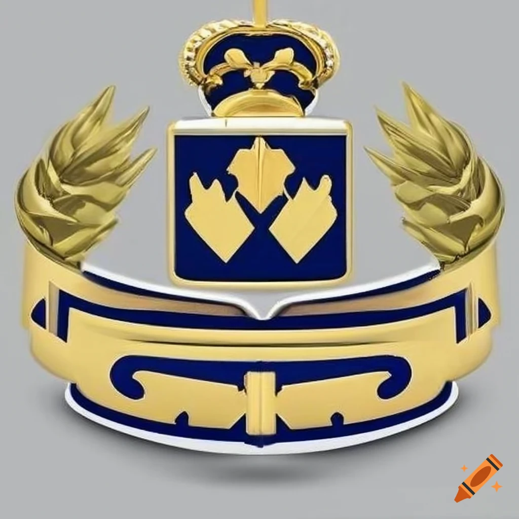 A sleek white and gold insignia on Craiyon