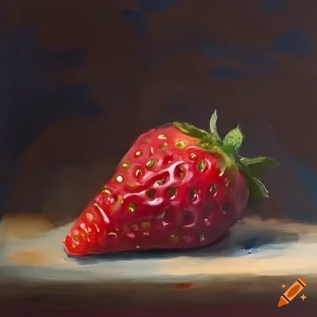Monets strawberry still life with captivating lighting and brushstrokes
