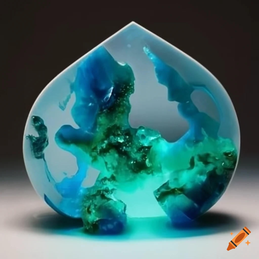 Database woodworking, wood and epoxy resin crystal forest on Craiyon