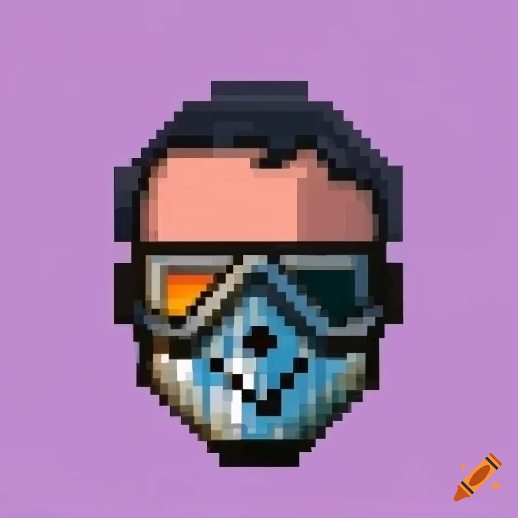 Pixel art mask cyberpunk on the white background on Craiyon