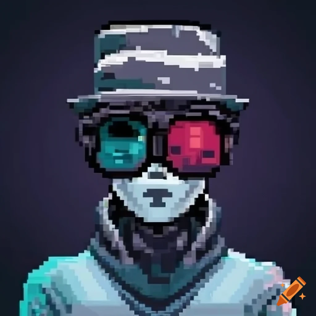 Cyberpunk pixel art glasses and goggles and hats on Craiyon