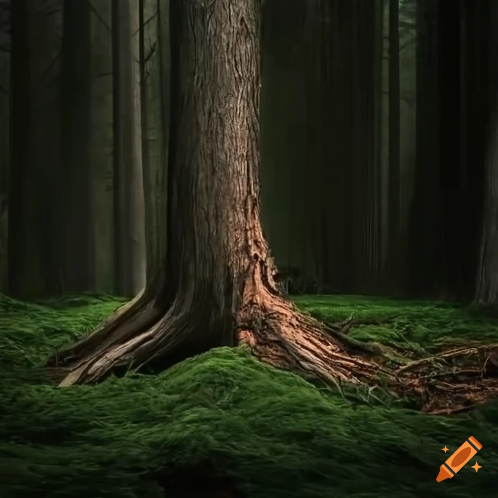 Dying tree in a forest high quality on Craiyon