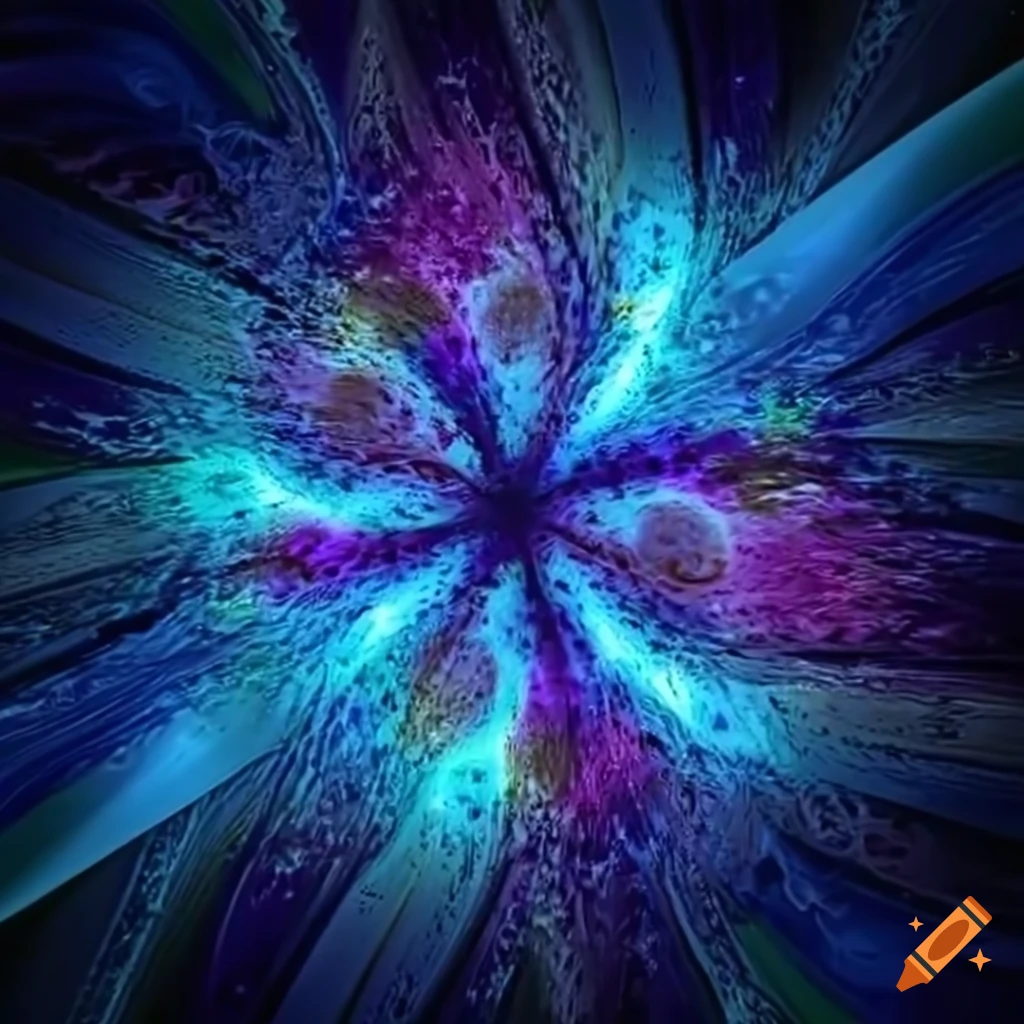 An abstract spiralling and tunnelling out star shape, abstract motion ...