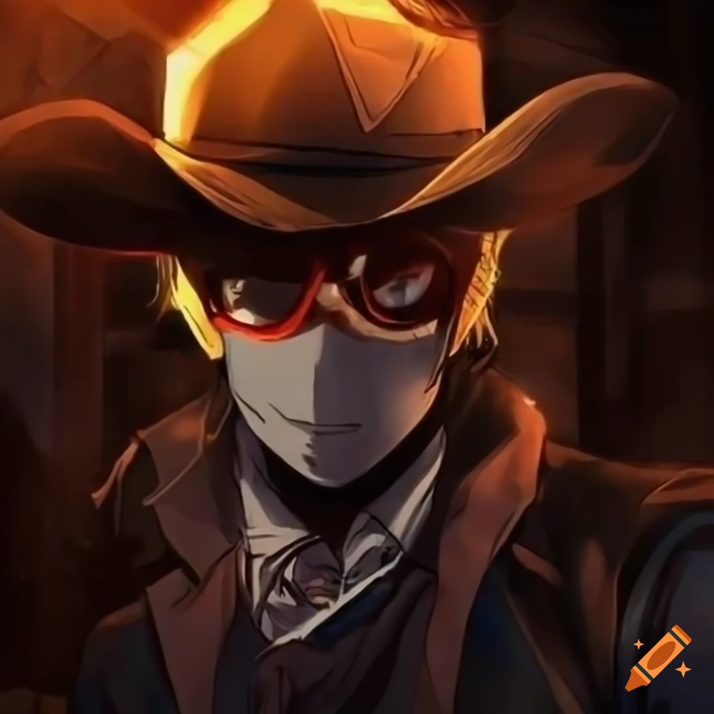 Cowboy, anime, face covered, mask, goggles, cowboy suit on Craiyon