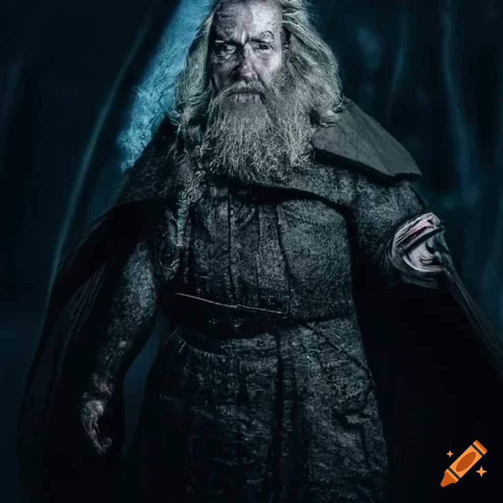 A detailed image of a mighty muscular Odin viking god with long dark ...