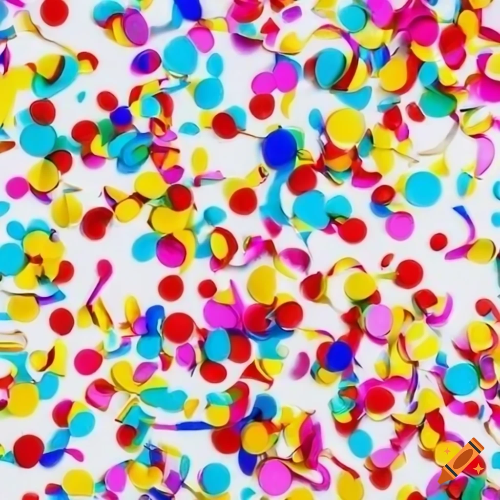 Multicolour confetti on a white background on Craiyon