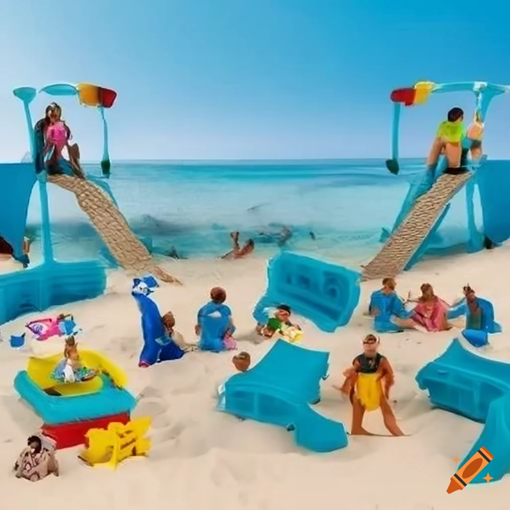 Realistic all blue beach party vacation resort oasis plastic playset on ...