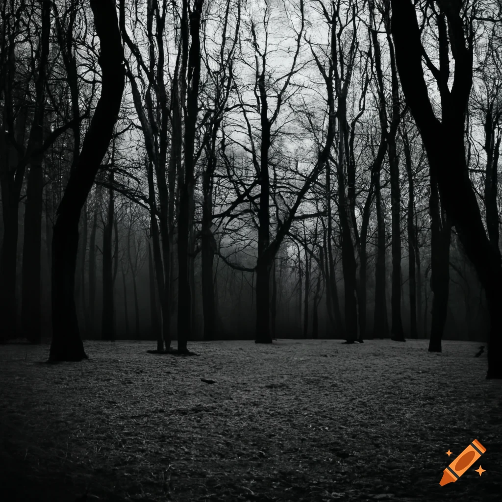 Spooky field with trees in the background