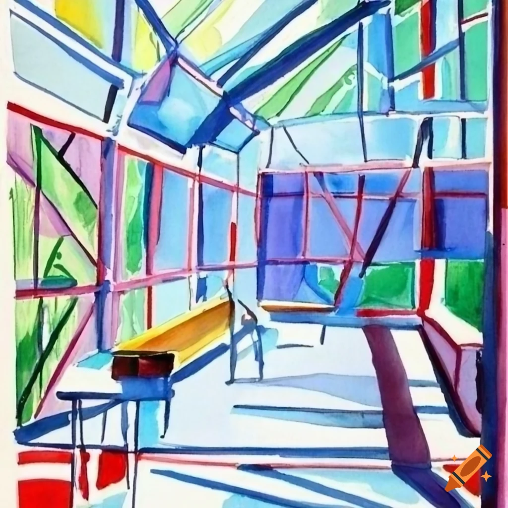 Arts District，skylight , Watercolor Magic，Ink Painting，Cubism Art，David ...