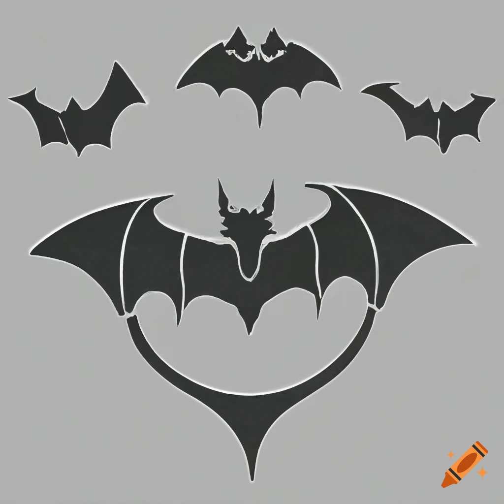 Astral bat stencil white background on Craiyon