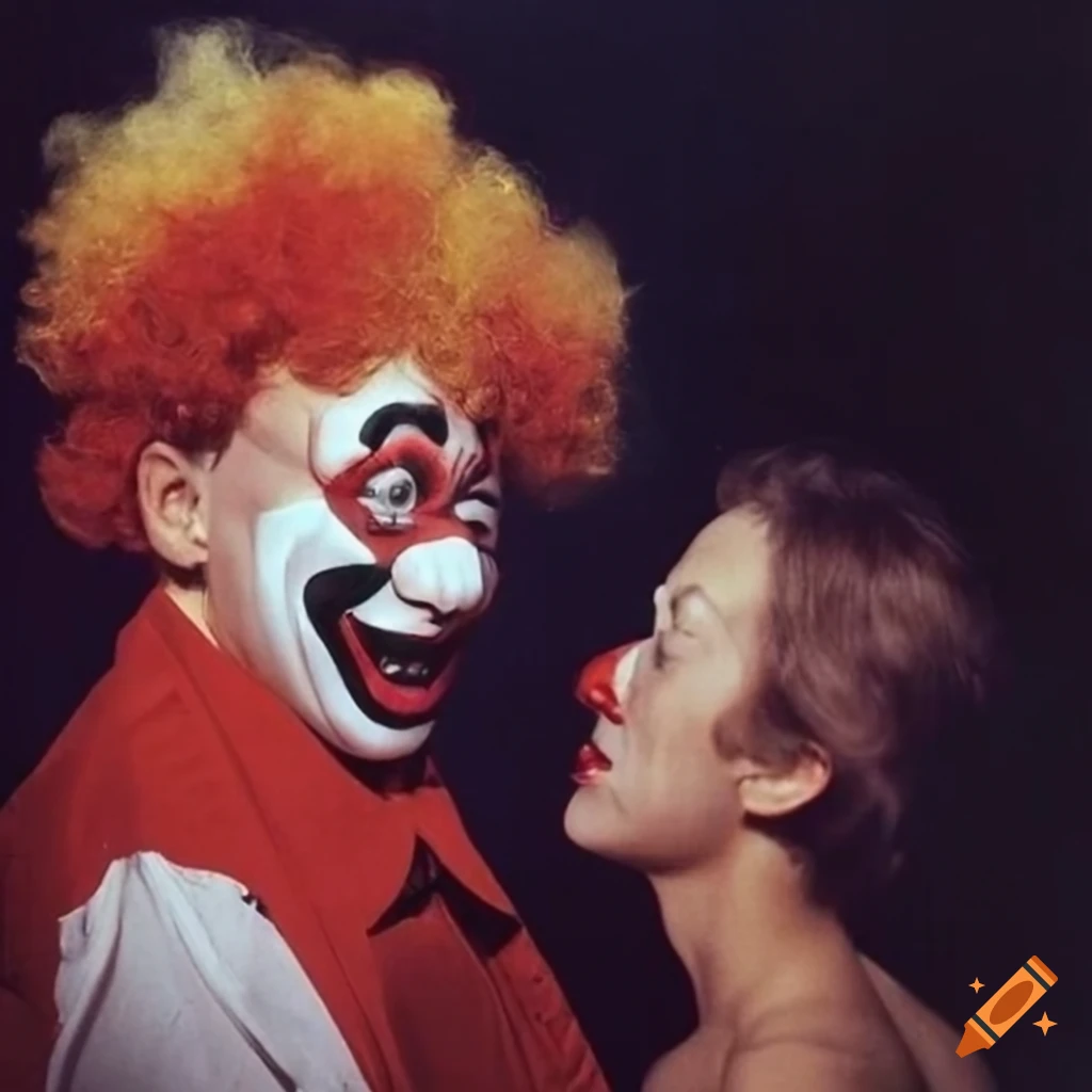 Clown playing noughts and crosses, 70s photo