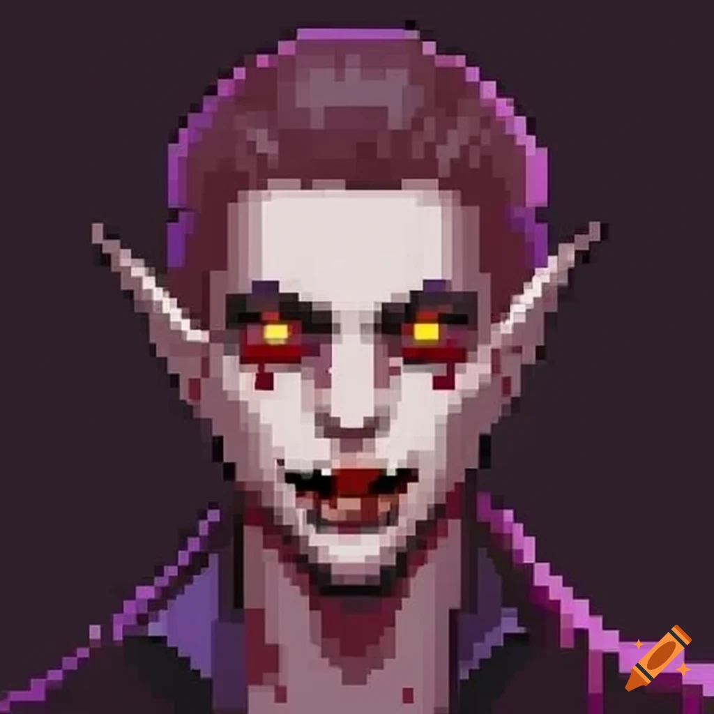 Male vampire pixel profile pic on Craiyon