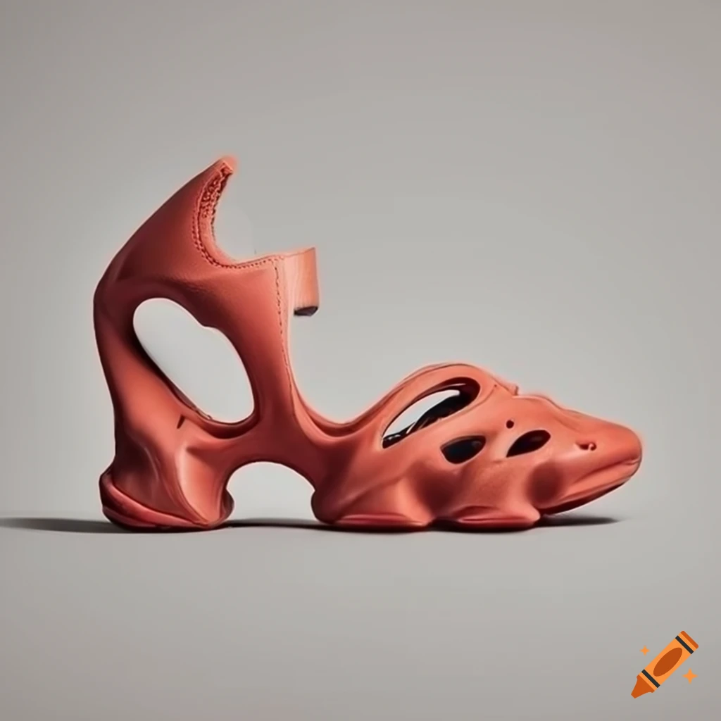 Side view. futuristic puffy foam heels yeezy collaboration with dingyun ...