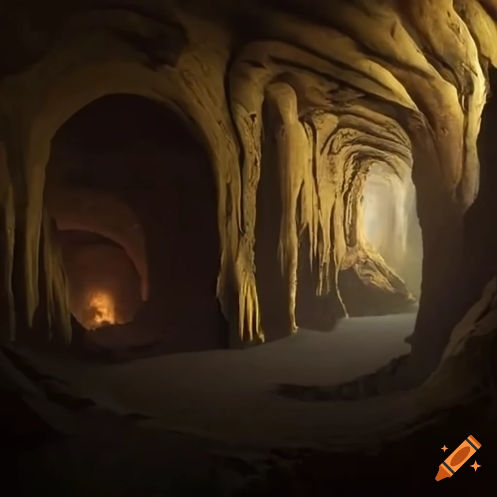A mysterious underground cavern with stunning rock formations on Craiyon