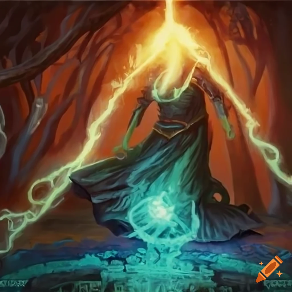 A radiant spell of holy/light magic, magic the gathering artstyle