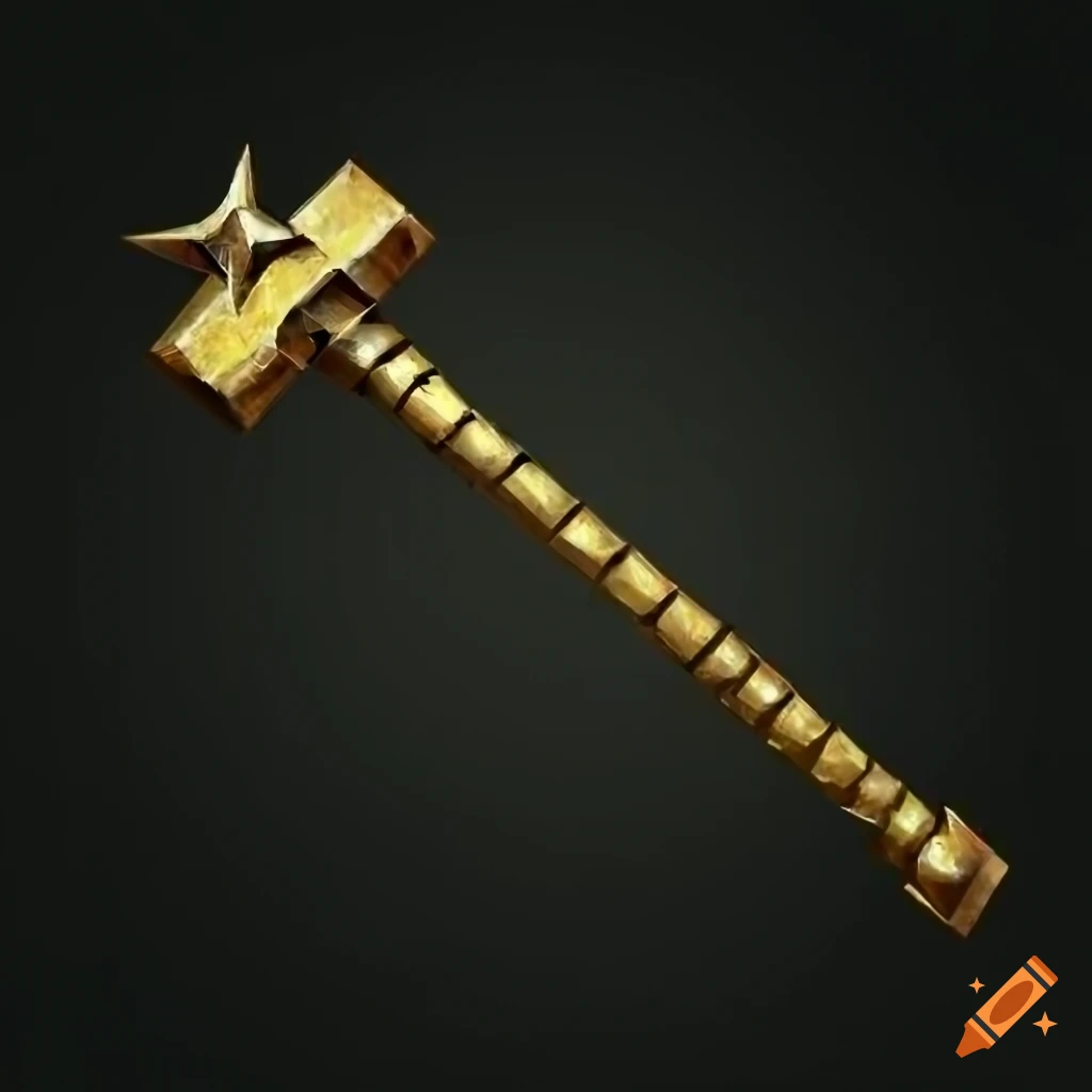 Bronze war hammer in a fantasy style on a transparent background on Craiyon